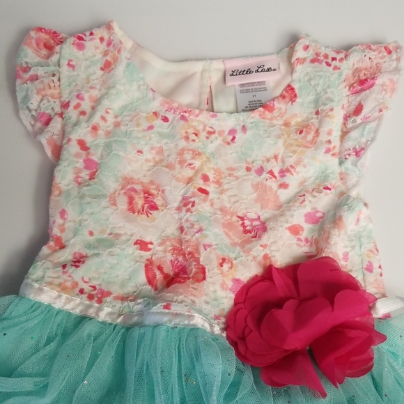 Little Lass | Dresses | New Little Lass Mint And Pink Floral Dress ...